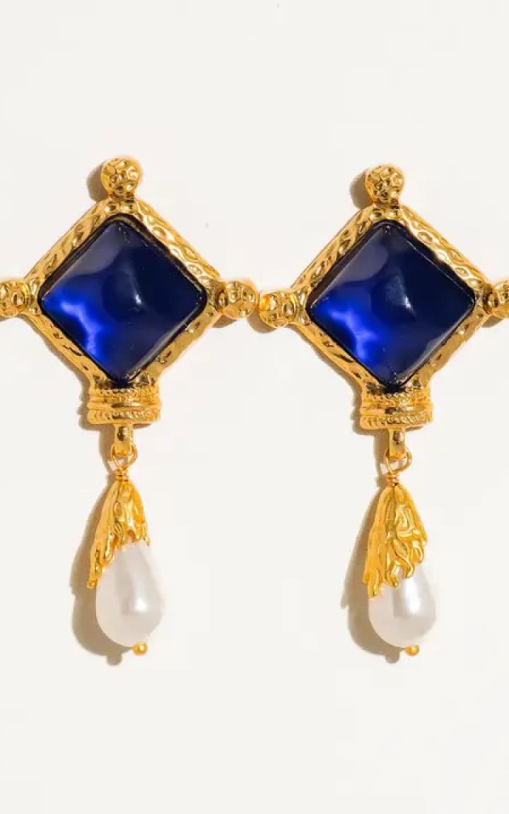 Flânerie- Indigo 18K Antique Gold Baroque Vintage Pearl | floc boutique