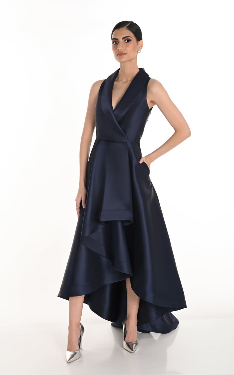 Frank Lyman Woven Hi Lo Dress in Navy | floc boutique