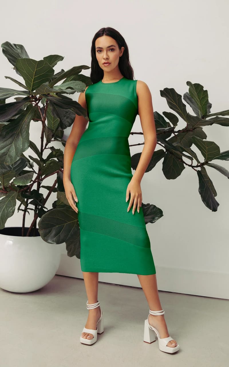 Hilary Macmillan- Swirl Knit Dress in green | floc boutique